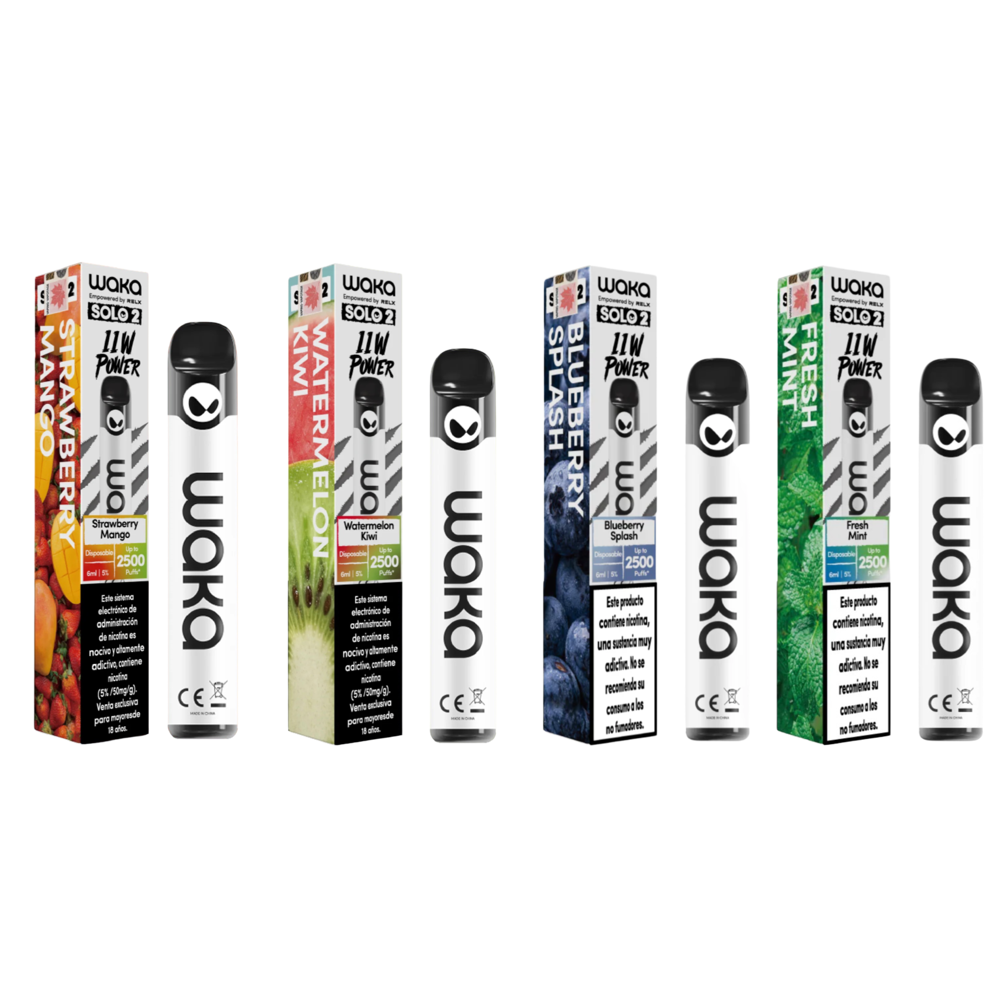 WAKA Solo 2 - Vaporizador Desechable 2500 Puffs y 5% Nicotina ...