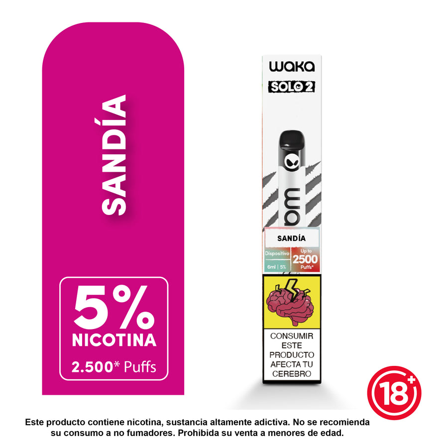 WAKA Solo 2 - Vaporizador Desechable 2500 Puffs y 5% Nicotina ...